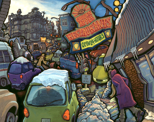 Golden Apple - Chicago Original Painting AVAILABLE - Michael Birawer