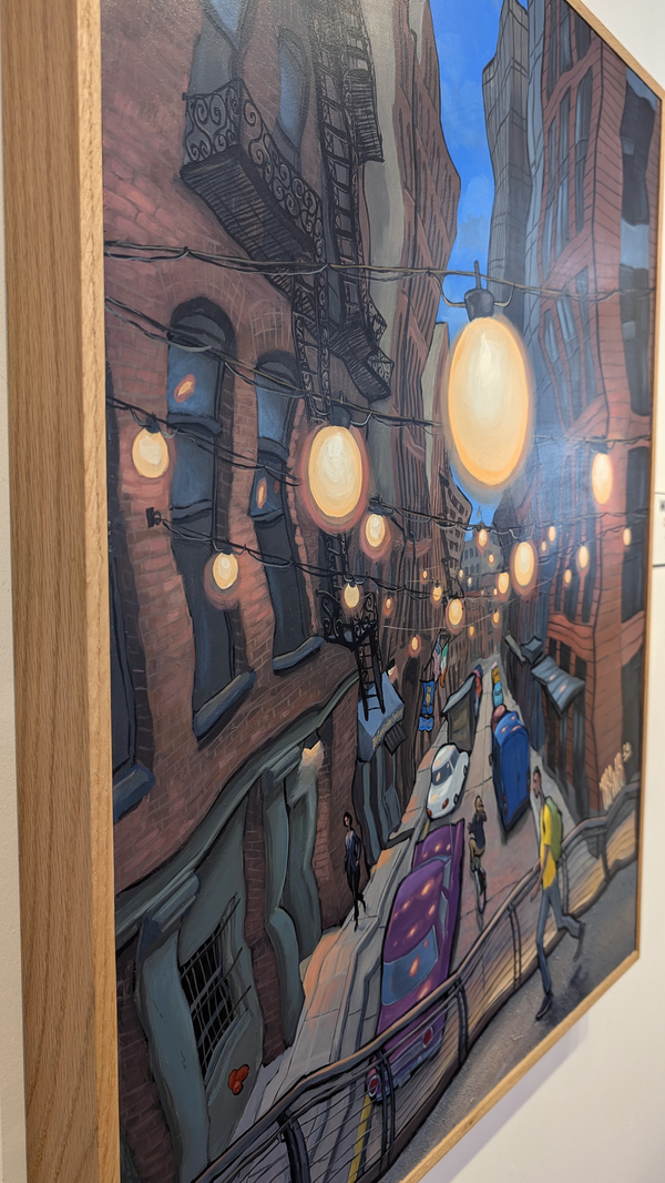 Post Alley Lights - Seattle Original Painting - Michael Birawer