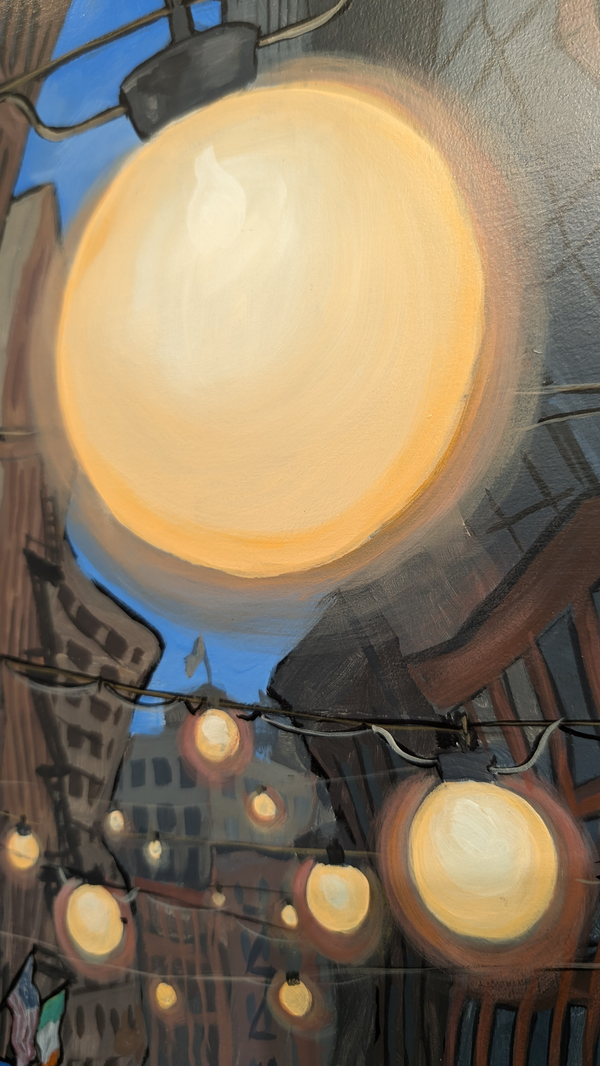 Post Alley Lights - Seattle Original Painting - Michael Birawer
